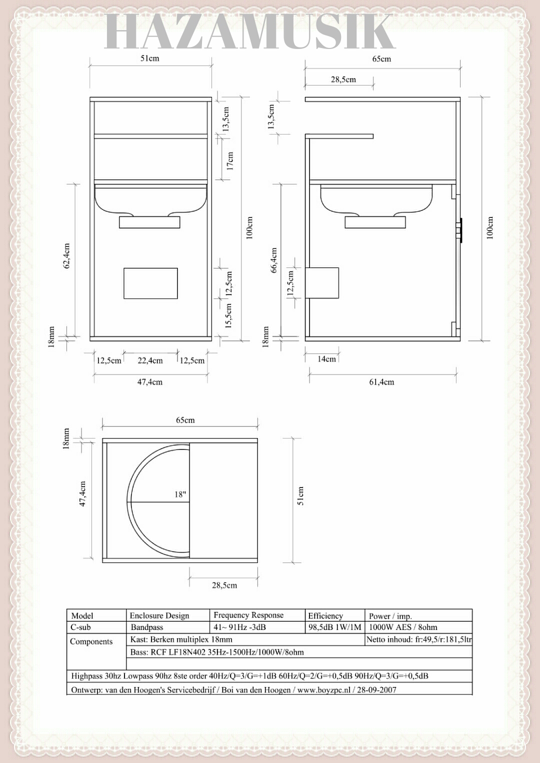 skema box speaker 18inch subwoofer lapangan C-SUB