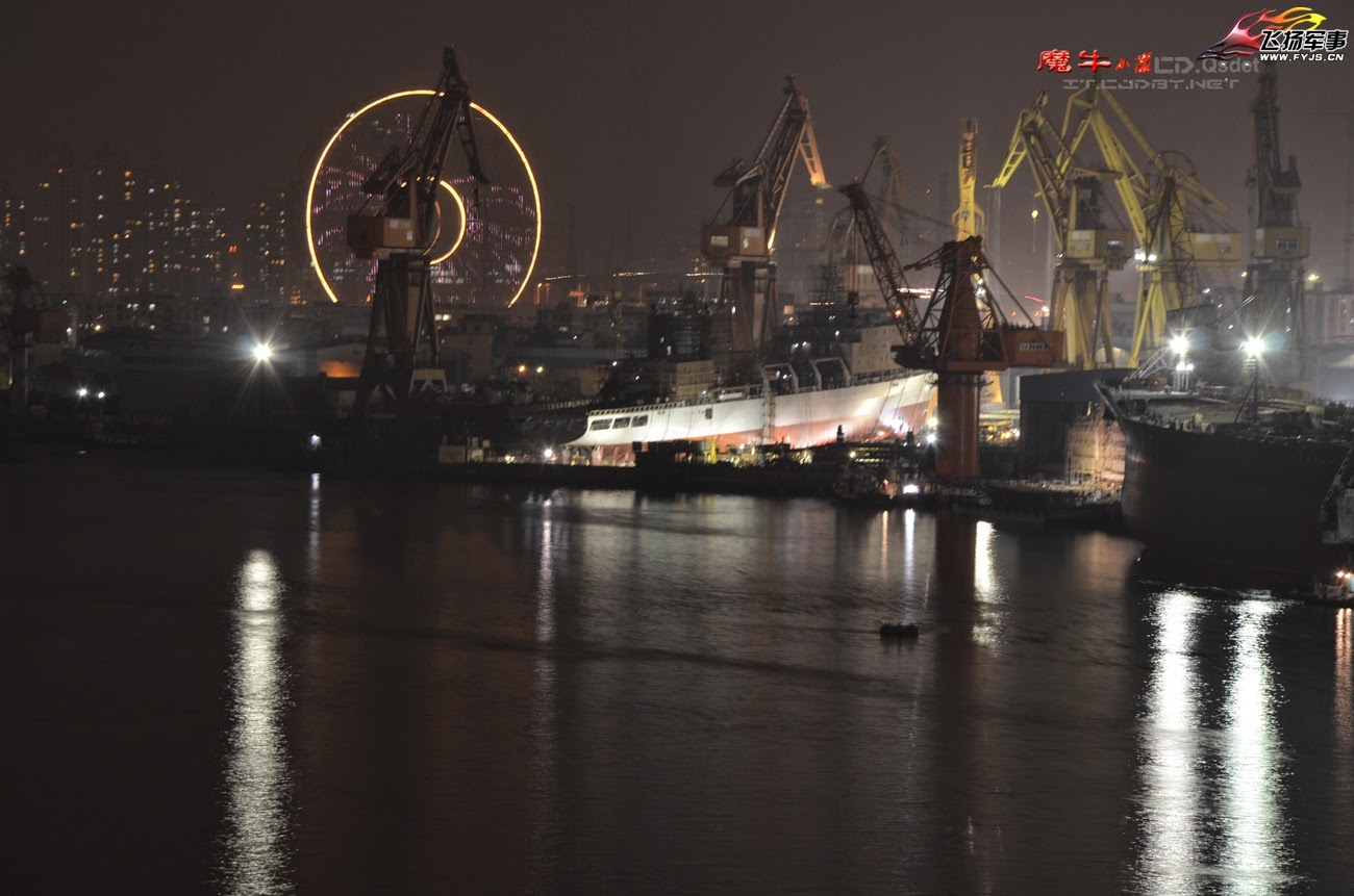 A new Type 094A replenishment tanker in the work at Guangzhou's GSI ...