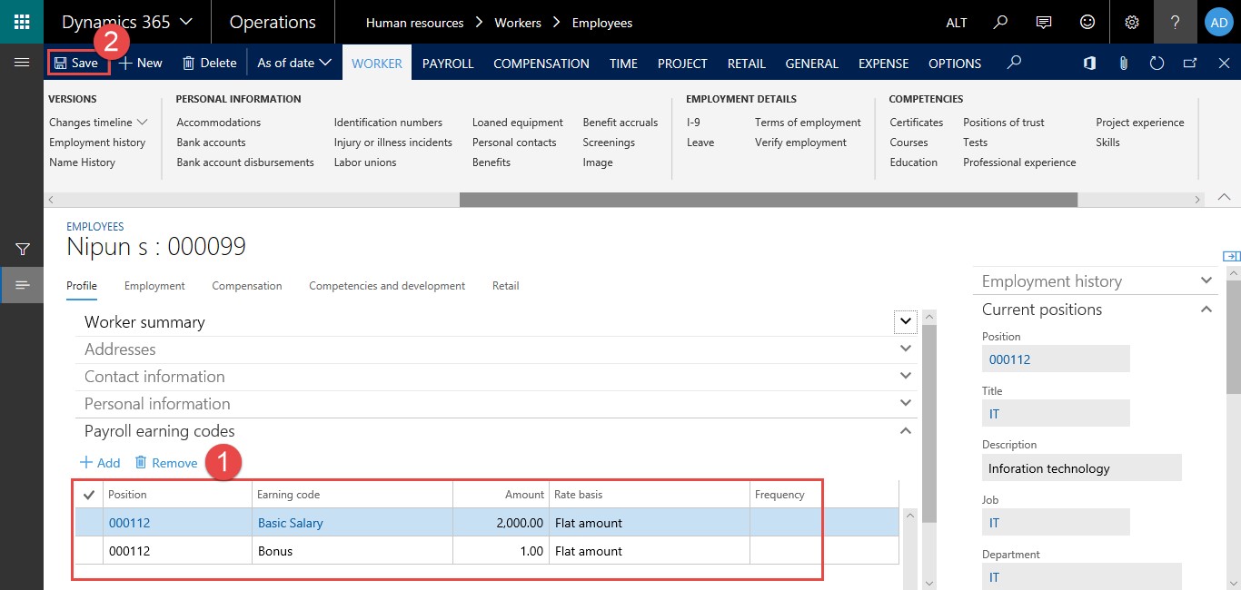 Dynamics 365: Employee Master Creation for Payroll