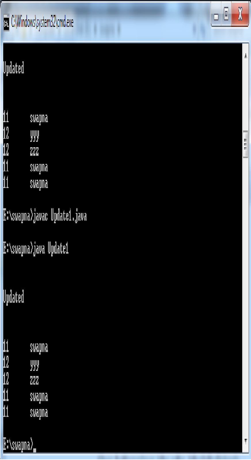Swapna Medikonda Program By Using Jdbc To Execute An Update Query Without Using