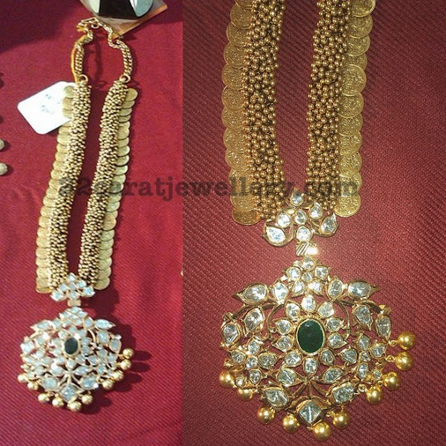 Swirls Kasu Mala Detachable Locket - Jewellery Designs