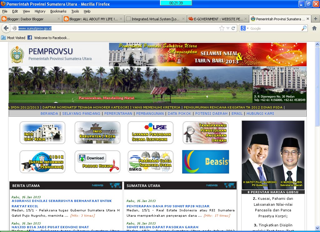 ALL ABOUT MY LIFE !: E-Goverment dari website pemerintah sumatera utara