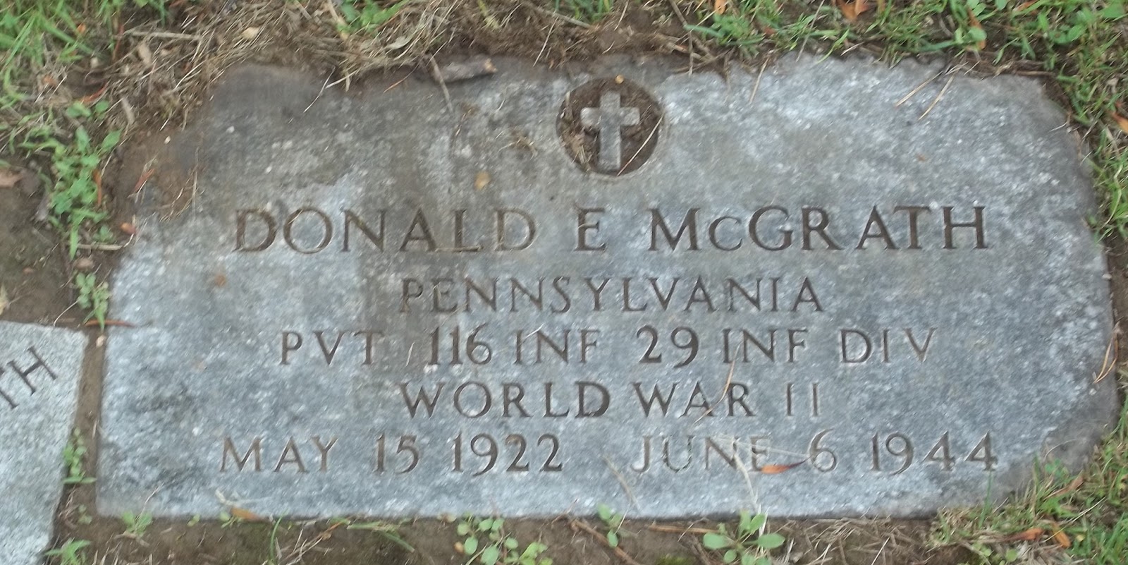 116th Infantry Regiment Roll of Honor: PVT Donald Edwin McGrath