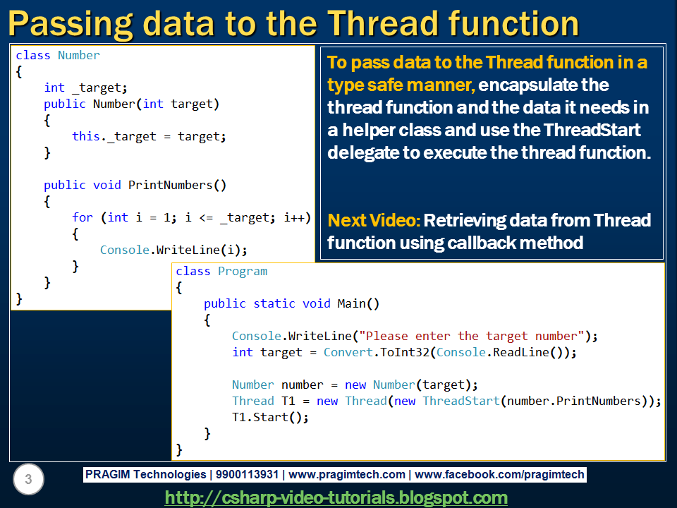 Sql Server Net And C Video Tutorial Part 90 Passing Data To The Thread Function In A Type