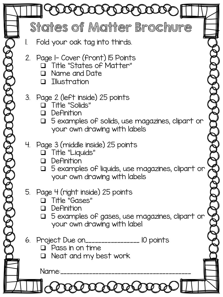 Mrs. Hall's Classroom Blog: States of Matter Brochure
