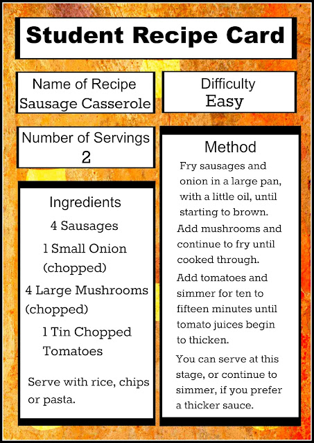Free Printable Student Recipes: Easy Sausage Casserole | The Parent Game