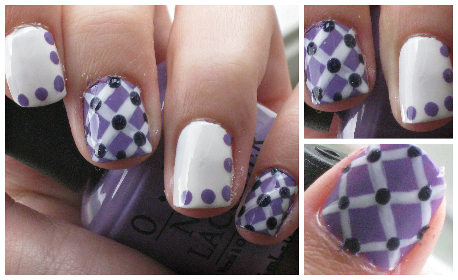 Eureka!: Nail art with harlequin pattern and dots