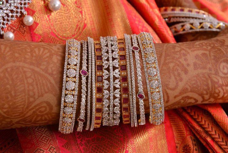 Designer Diamond Bangles for weddings - Jewellery Designs