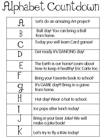 Joyful Learning In KC: The Alphabet Countdown