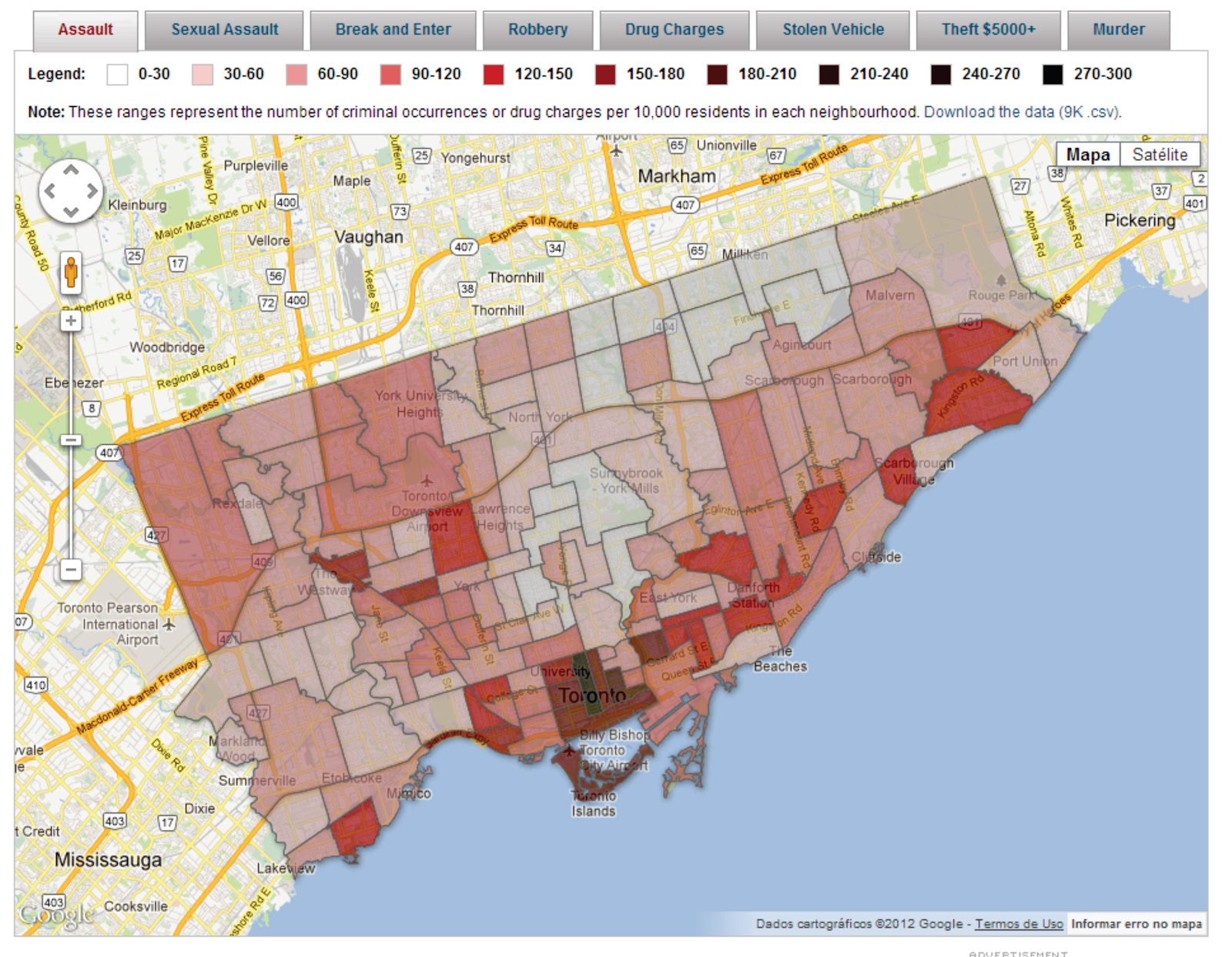 Toronto Crime Maps - Get Away to Canada