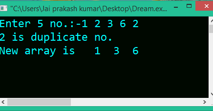 Program in C to Find duplicate number in given array and delete.