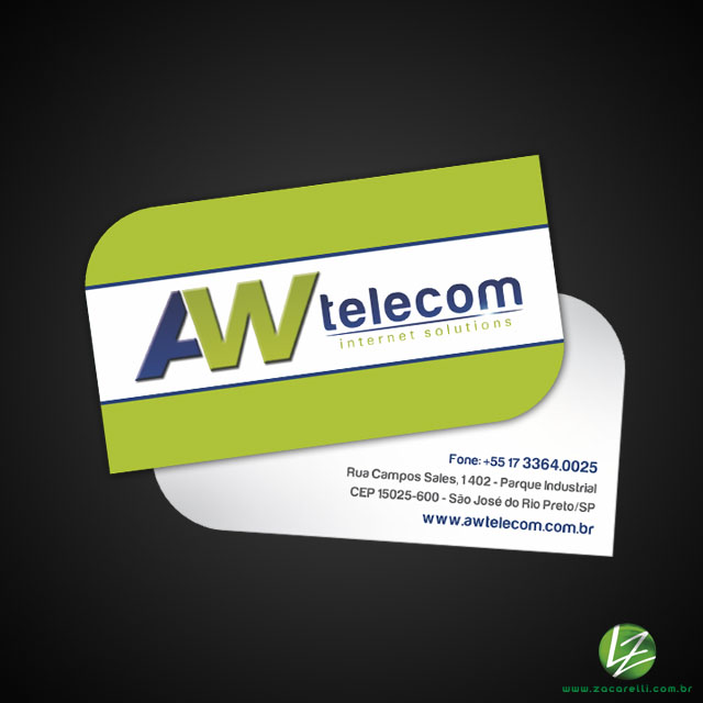 Lucas Zacarelli Creative Design: CARTÃO DE VISITA - AW TELECOM