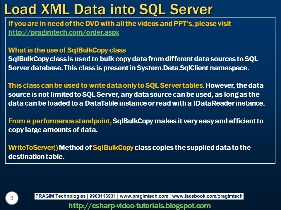 Sql server, .net and c# video tutorial: Part 18 - Load xml data into ... Sql server, .net and c# video tutorial: Part 18 - Load xml data into ...