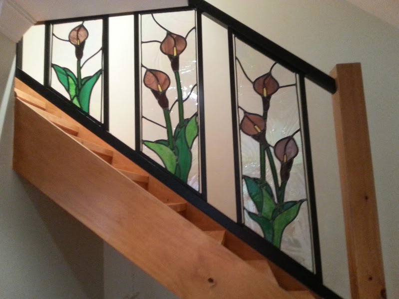 STAINED GLASS STAIR RAIL INSERTS - THE FINISHED PRODUCT - Cresting The Hill
