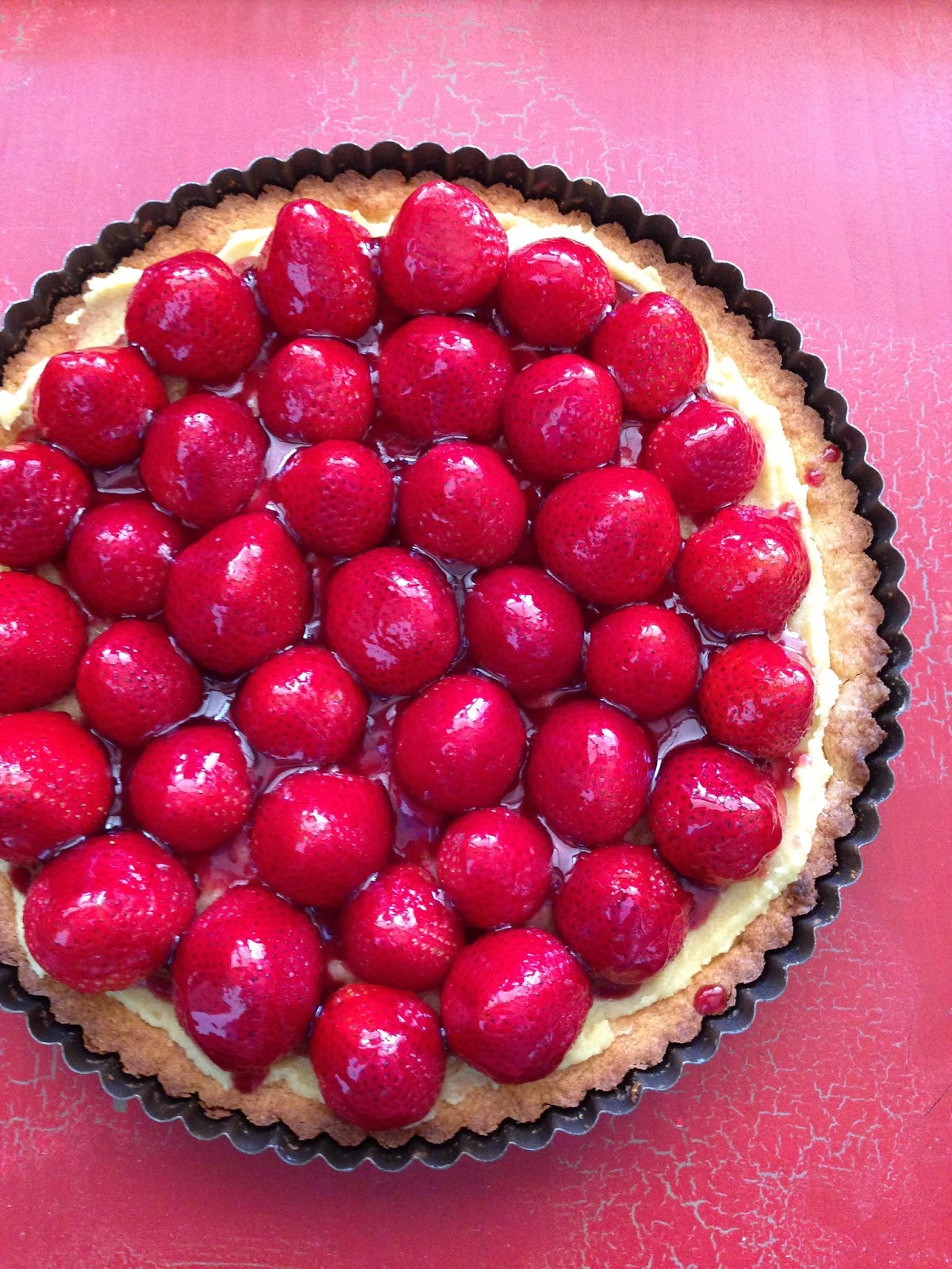 Knitionary, the recipes: Strawberry-Marzipan Tart