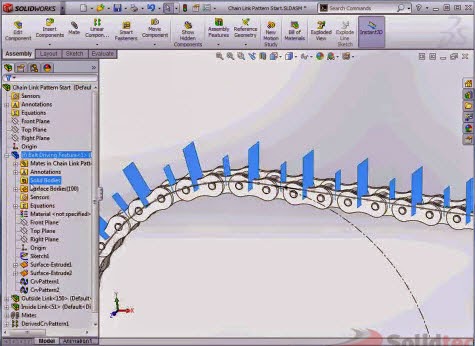 How to model a chain assembly in SolidWorks using a curve driven ...