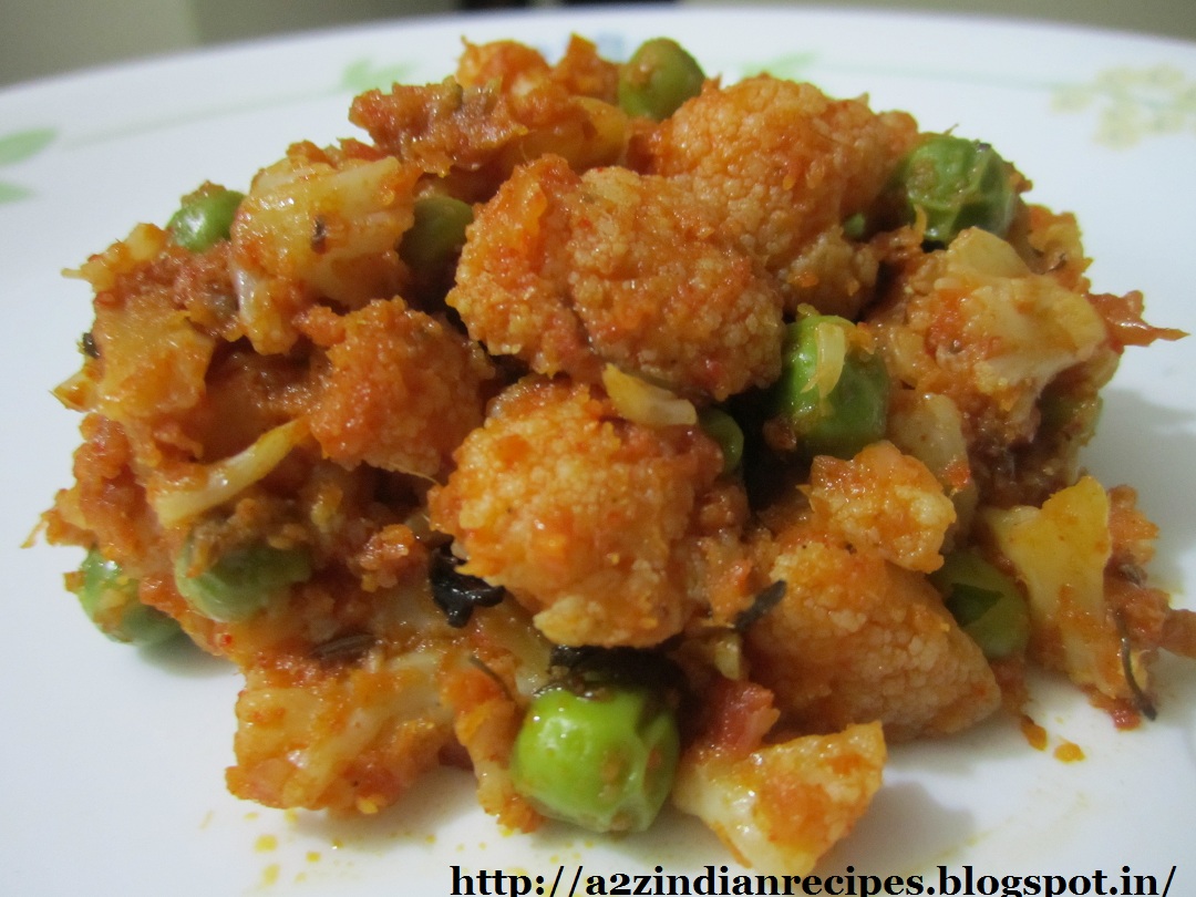 a2zindianrecipes: Spicy Gobi Mutter Sabji