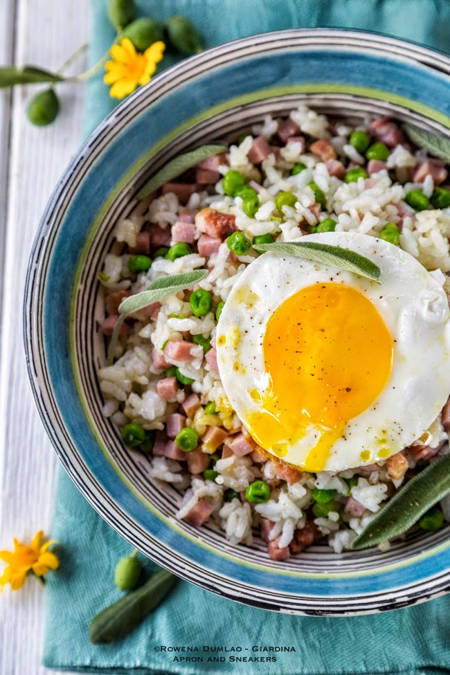 Breakfast Fried Rice with Bacon, Ham and Eggs