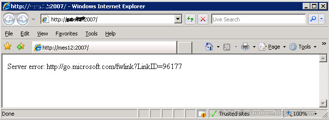 Server error: http://go.microsoft.com/fwlink?LinkID=96177 - SharePoint ...