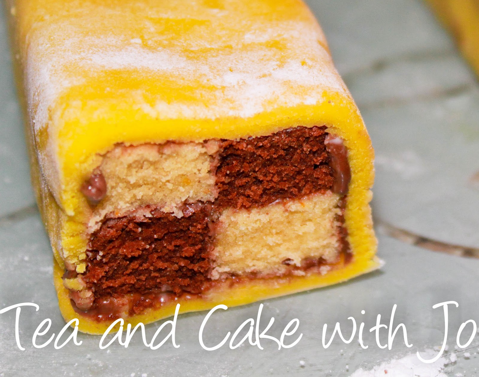 Tea and cake with Jo...: Chocolate Orange Battenburg Cake
