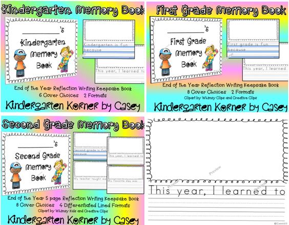 End of Year Memory Books K, 1, 2 - Kindergarten Korner - A Kindergarten ...
