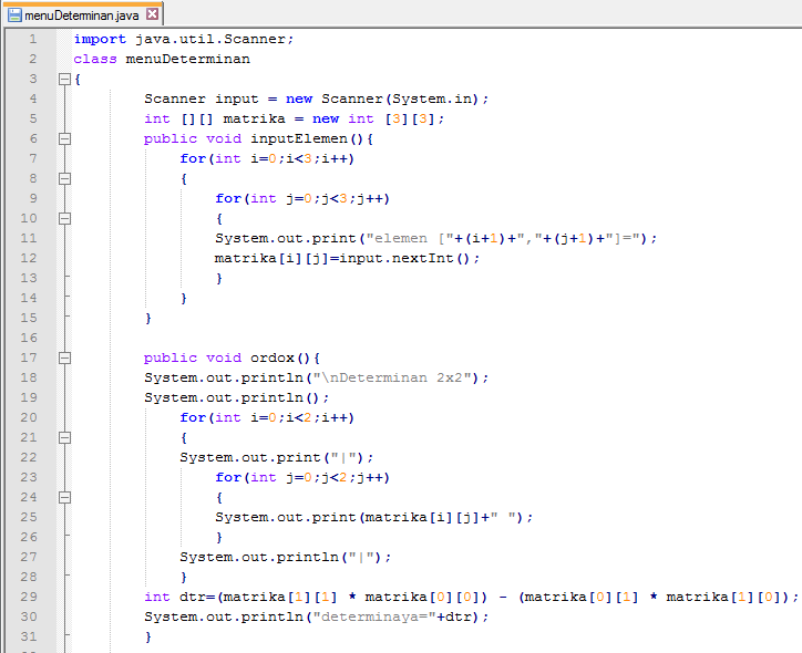 KISAH PERJALANAN: Determinan Matriks dengan Java