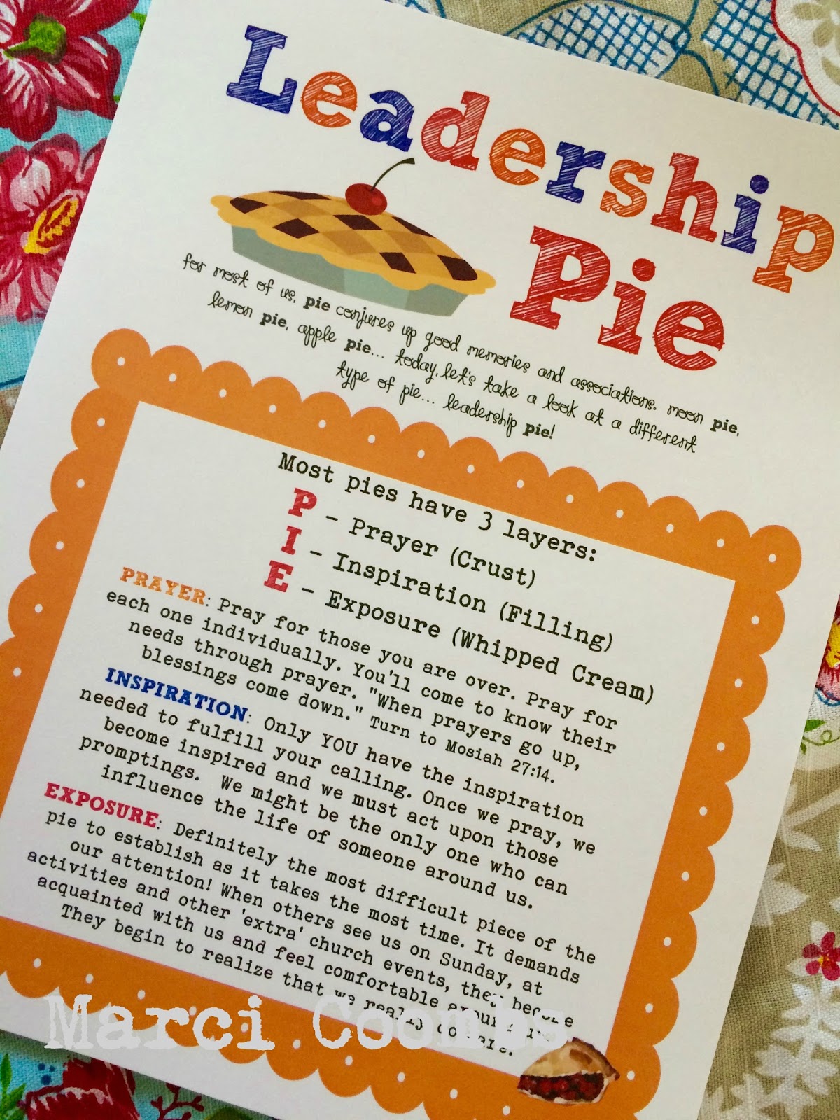 Marci Coombs: Leadership Pie Handout.