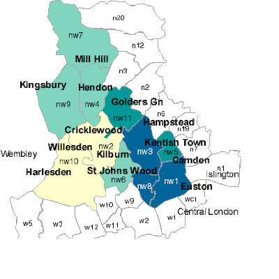 North West London City Region Map | Map of London Political Regional