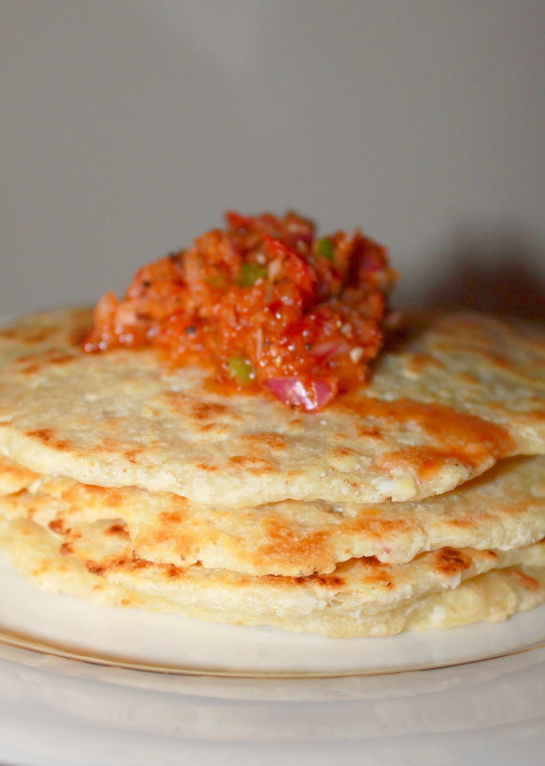 Coconut Roti with Onion & Chili Chutney - (Coconut Flat Bread)