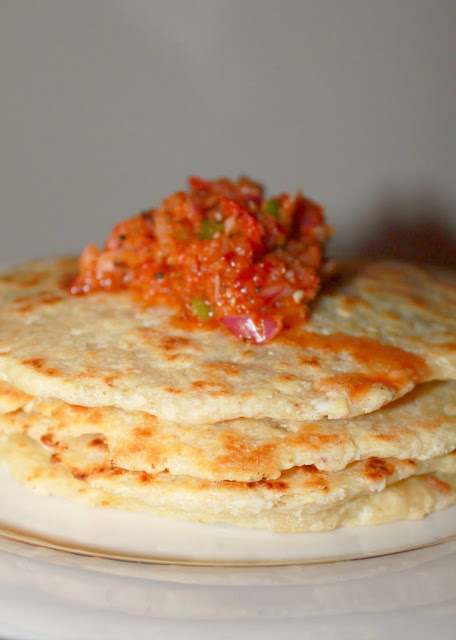 Coconut Roti with Onion & Chili Chutney - (Coconut Flat Bread)