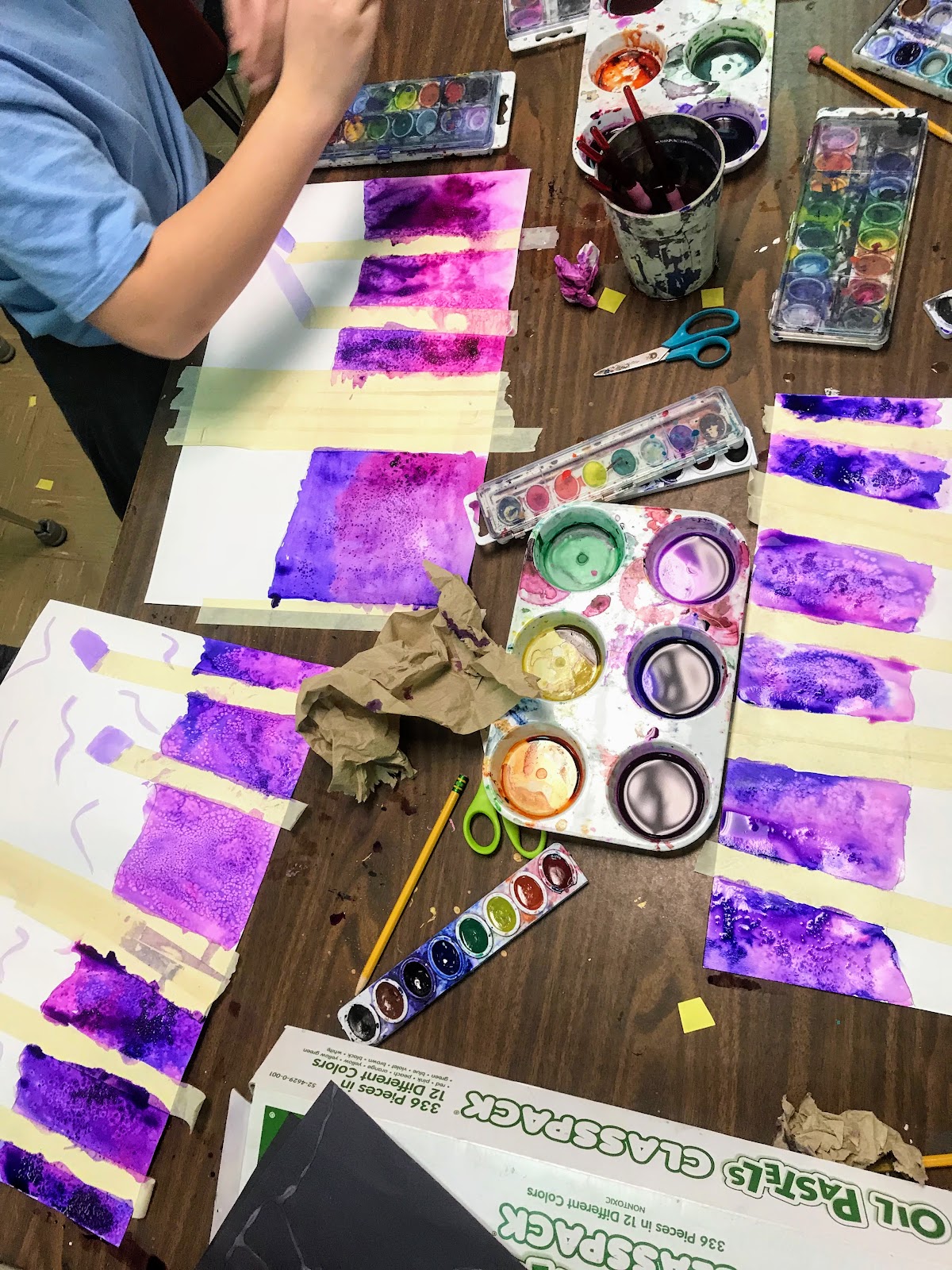 Elements of the Art Room: 5th grade Winter Birch Trees