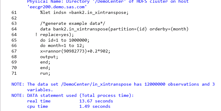 Analytics In Writing Sas In Memory Statistics For Hadoop Using Proc Imstat To Transpose Data