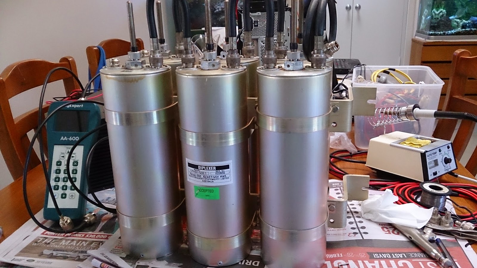 Tuning a commercial UHF duplexer with RigExpert antenna analyser