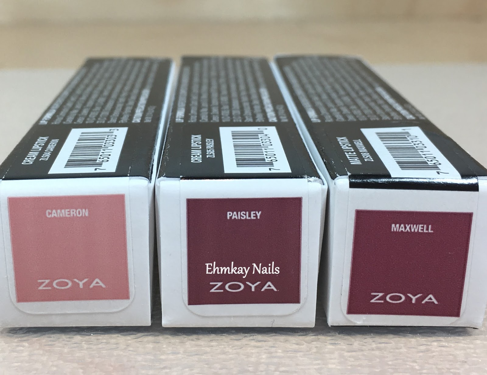 ehmkay nails: Zoya Lipsticks in Cameron, Paisley, and Maxwell