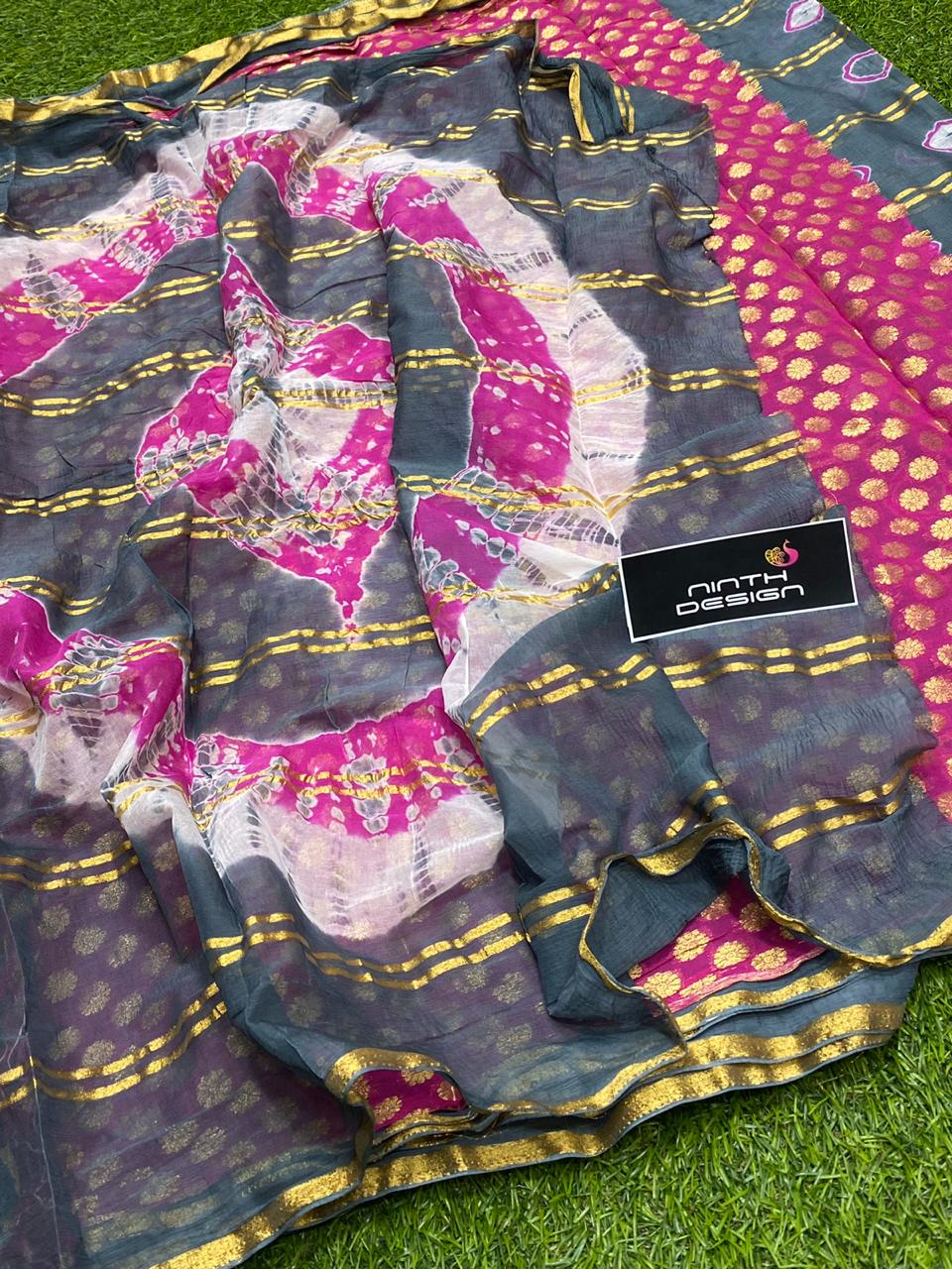 Chiffon sarees with bandini design