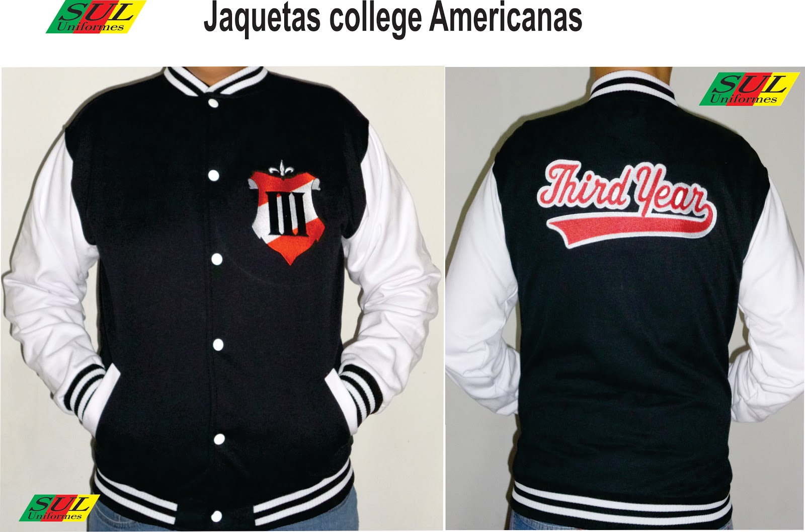 Sul Uniformes: Jaqueta colegial Americana ( jaqueta varsity )