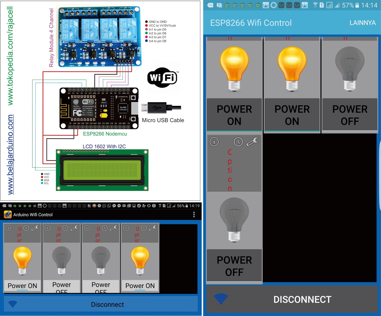 Mengendalikan 4 Relay dengan Jaringan Wifi melalui Aplikasi Android ...