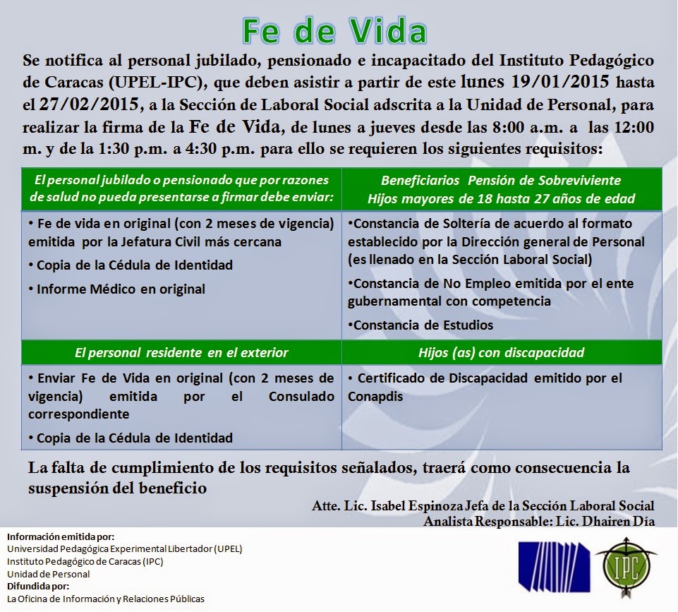 Noticias UPEL Caracas: Fima de Fe de Vida