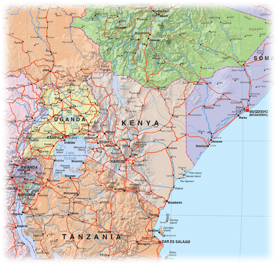 KENYA - GEOGRAPHICAL MAPS OF KENYA