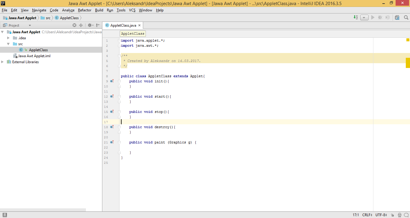 How To Create And Run Java Awt Applets In Intellij Idea