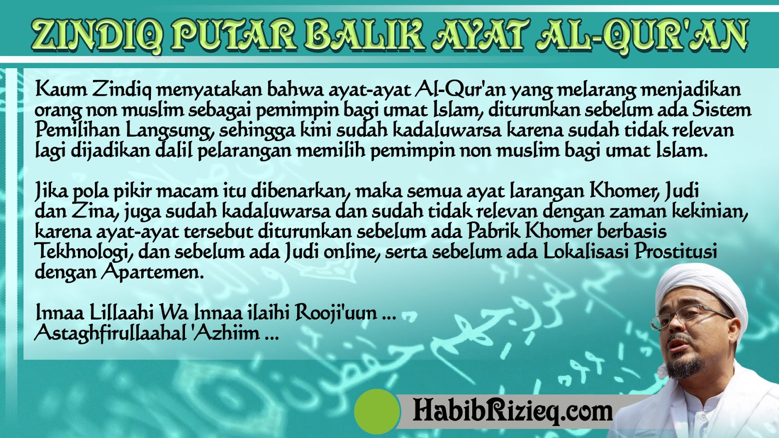 ZINDIQ PUTAR BALIK AYAT AL-QUR'AN ~ HabibRizieq.com | Website Imam ...