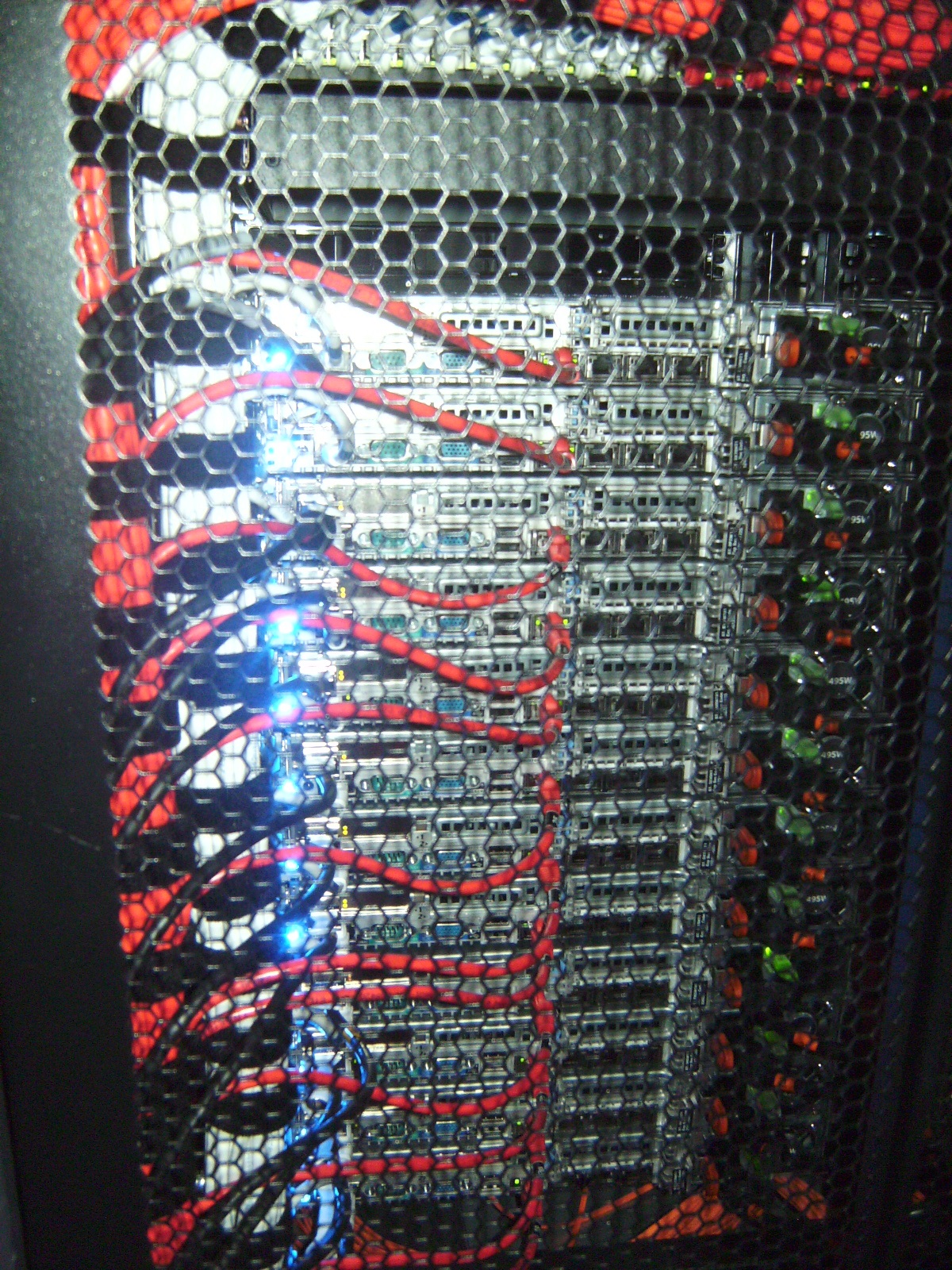 A rack of pizza boxes.