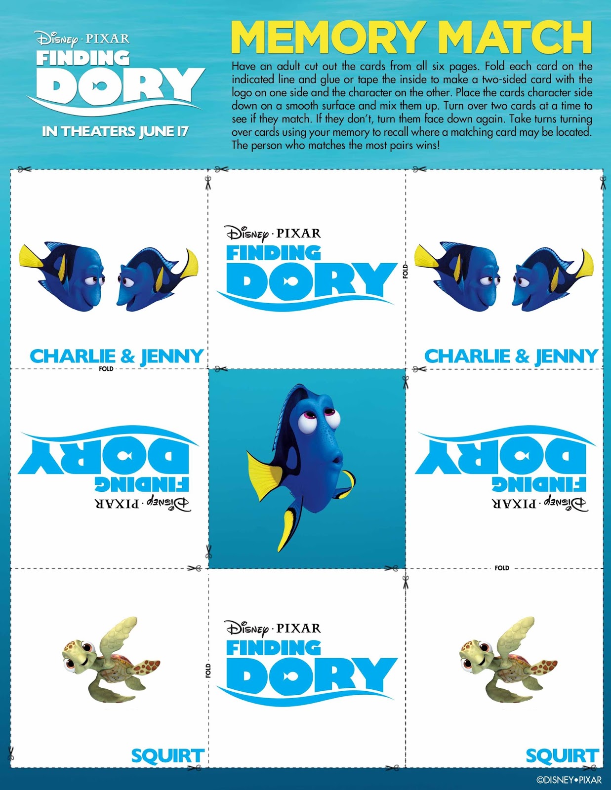 Activity Sheets, Memory Game & Coloring Pages de #FindingDory ...
