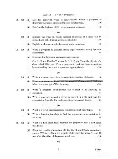 CS6301 Programming and Data Structures II Nov Dec 2014 Question Paper - University Question Papers