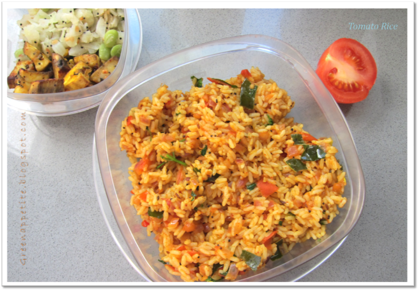 Indian vegetarian recipes : Tomato rice (thakali sadam)