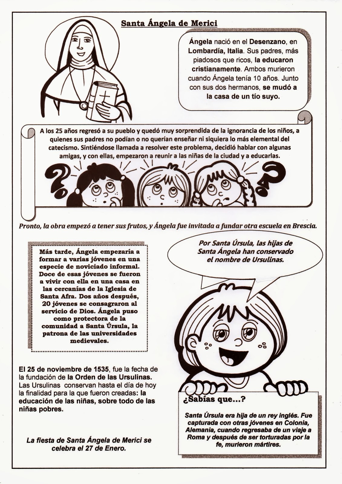 La Catequesis (El blog de Sandra): Recursos Catequesis Santa Ángela de ...
