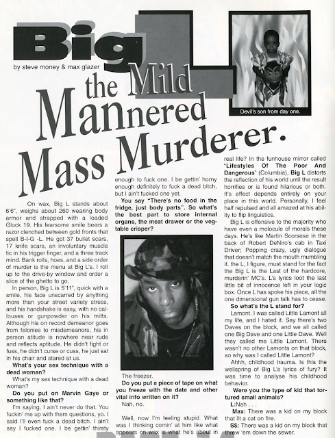 HipHop-TheGoldenEra: Interview : Big L - The Mild Mannered Mass Murderer