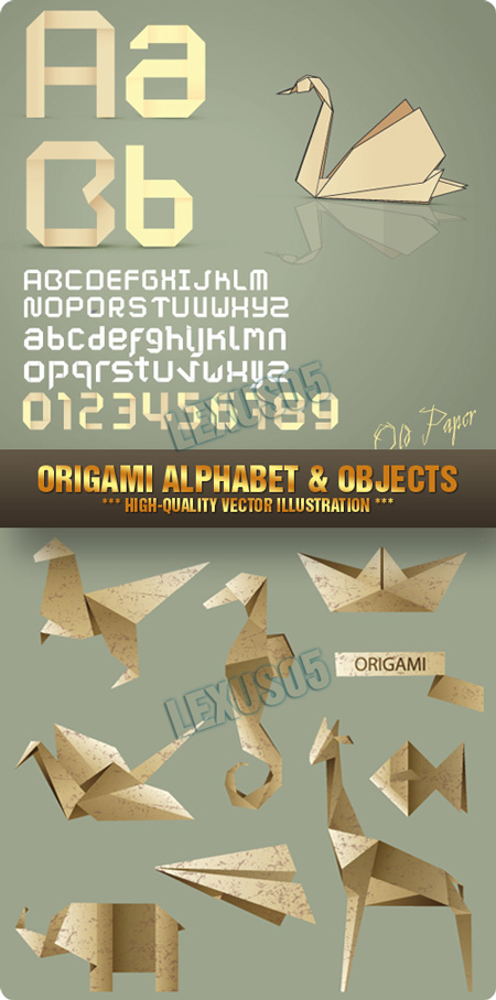 Quality Graphic Resources: Origami Alphabet and Objects