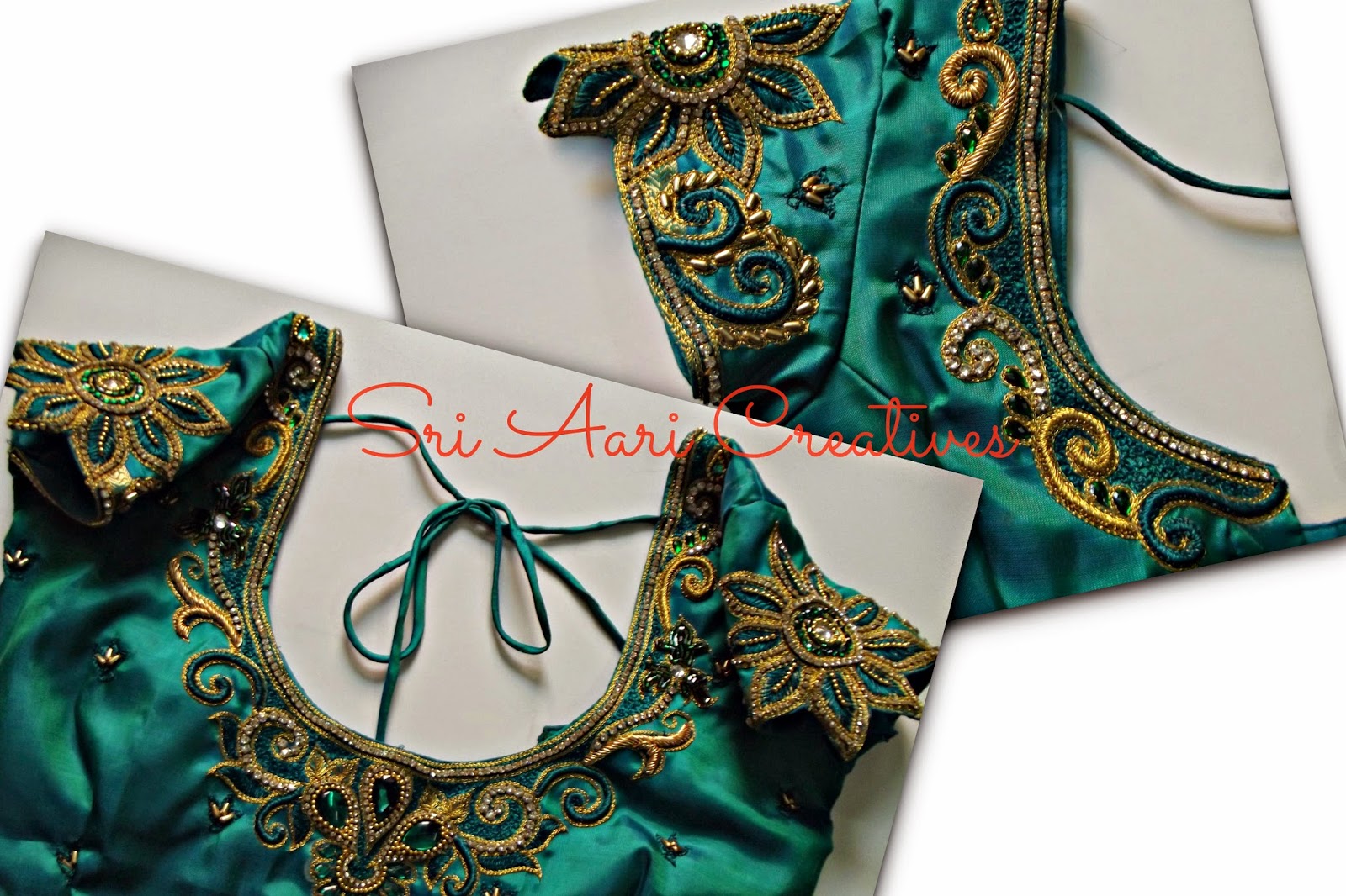 SRI AARI CREATIVES: EMBOSSED THREAD WORK & EMBOSSED ZARDOSI WORK ON ...