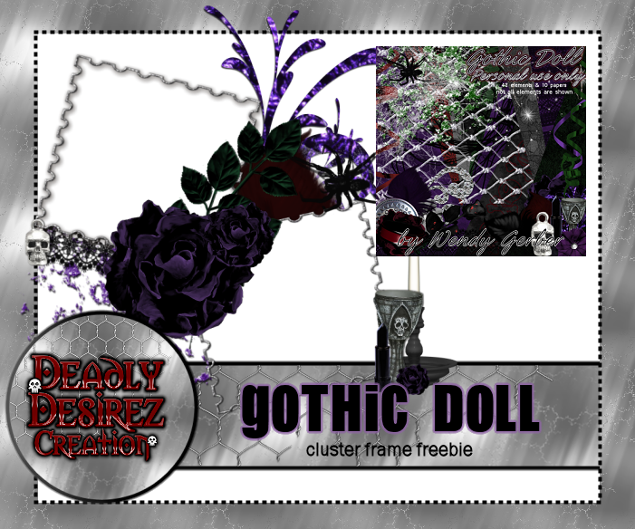 Deadly Desire Tagz: Gothic Doll Cluster Frame Freebie!